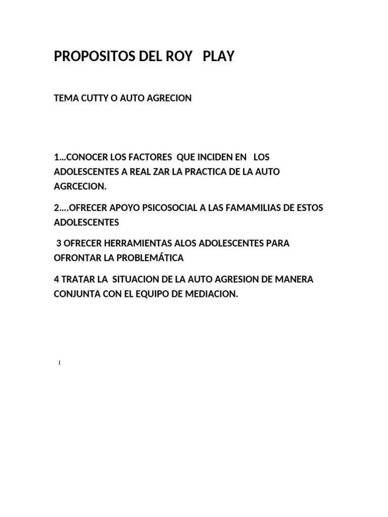 Propositos Del Roy Play | PDF