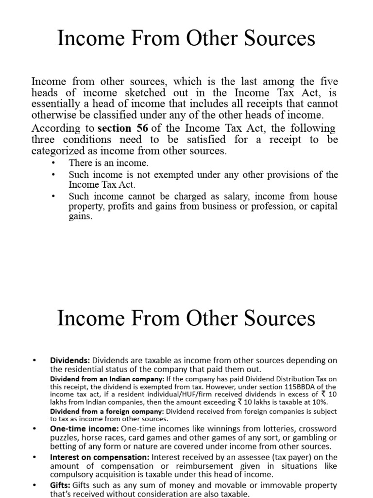 Income From Other Sources | PDF | Taxes | Dividend