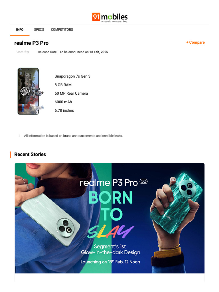 Realme P3 Pro - Speci | PDF