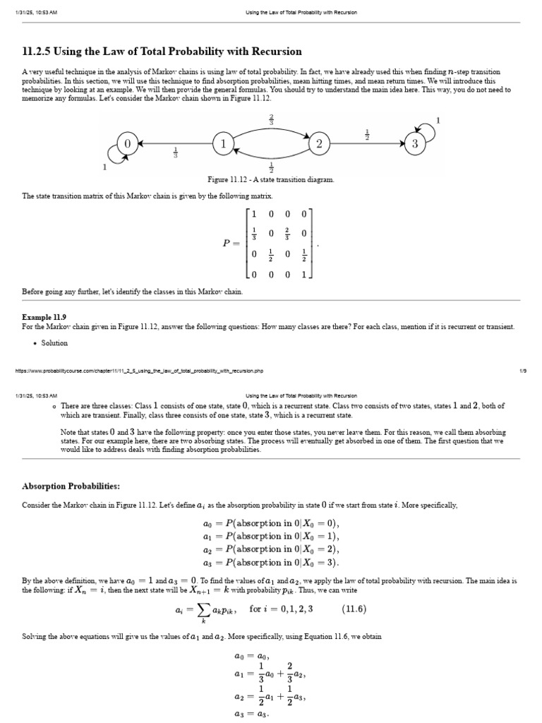Total Probability in Markov Chains Analysis | PDF | Markov Chain | Probability