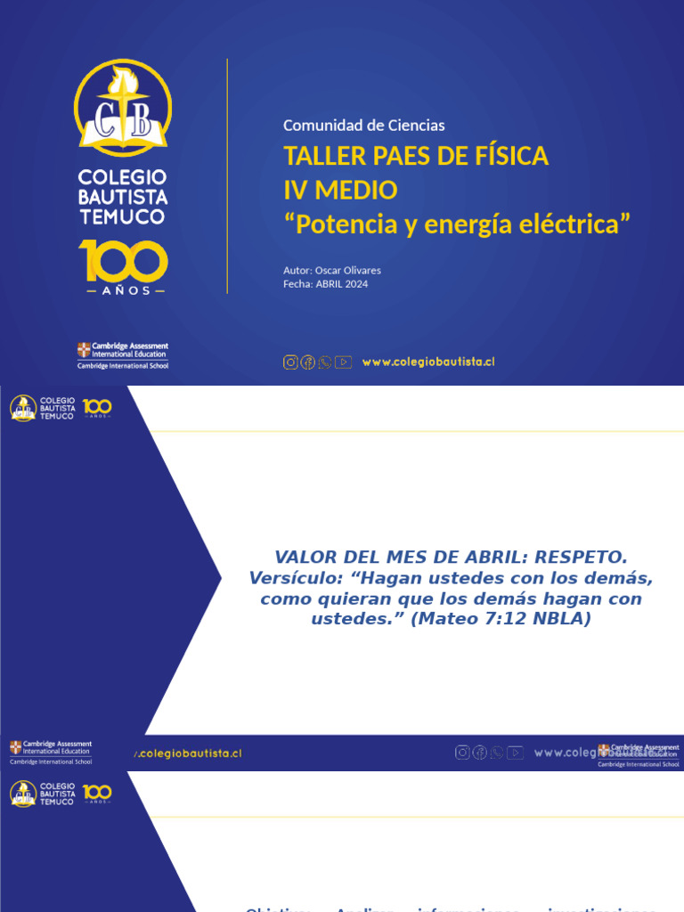 Presentacion Potencia y Energia Electrica Paes Fisica 4o Medio | PDF | Ingenieria Eléctrica ...