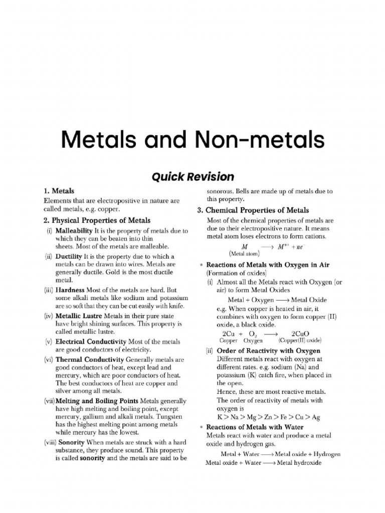 Metals and Non Metals Part1 | PDF