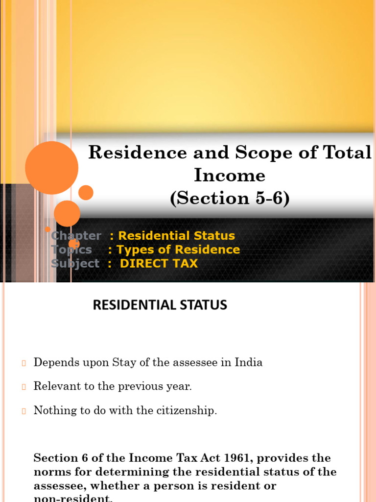 Residence and Scope of Total Income | PDF | Government Finances ...