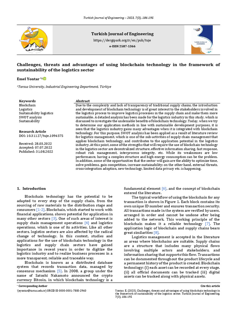 SWOT Blockchain in Logistics | PDF | Logistics | Supply Chain