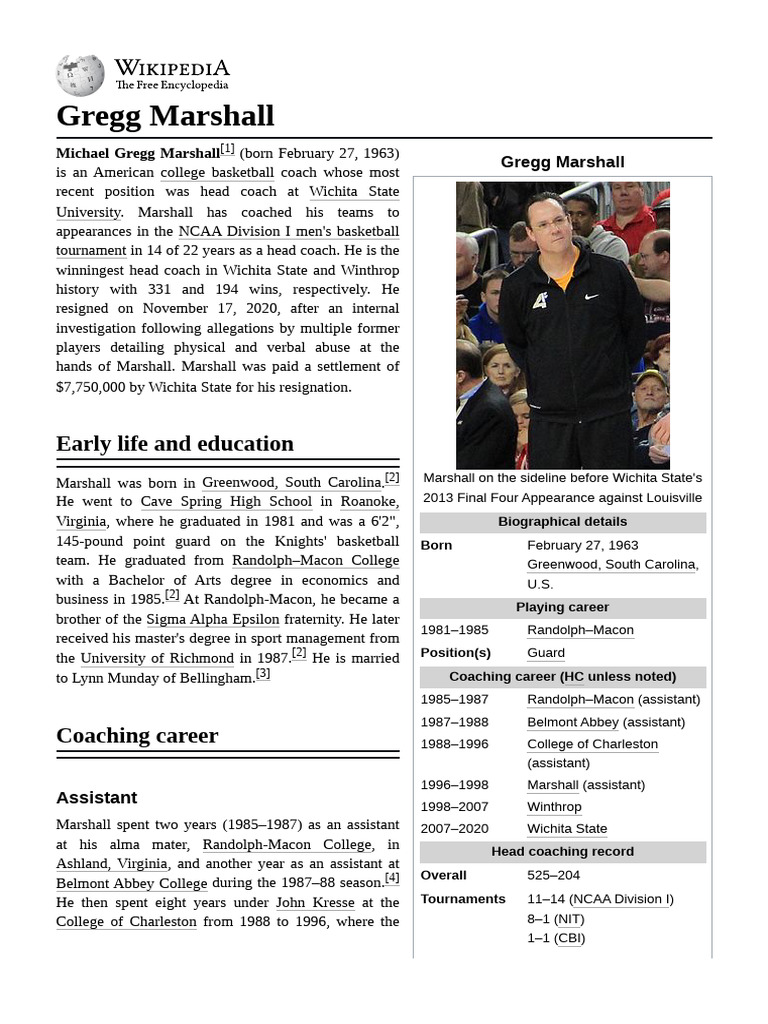 Gregg_Marshall | PDF | College Basketball | Ncaa Division I Basketball