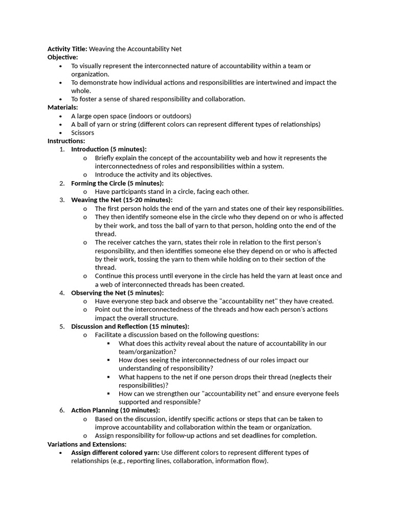 Accountability NET or WEB | PDF | Accountability | Brainstorming
