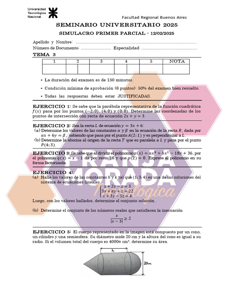Simulacro Primer Parcial 12.02.2025 TT | PDF