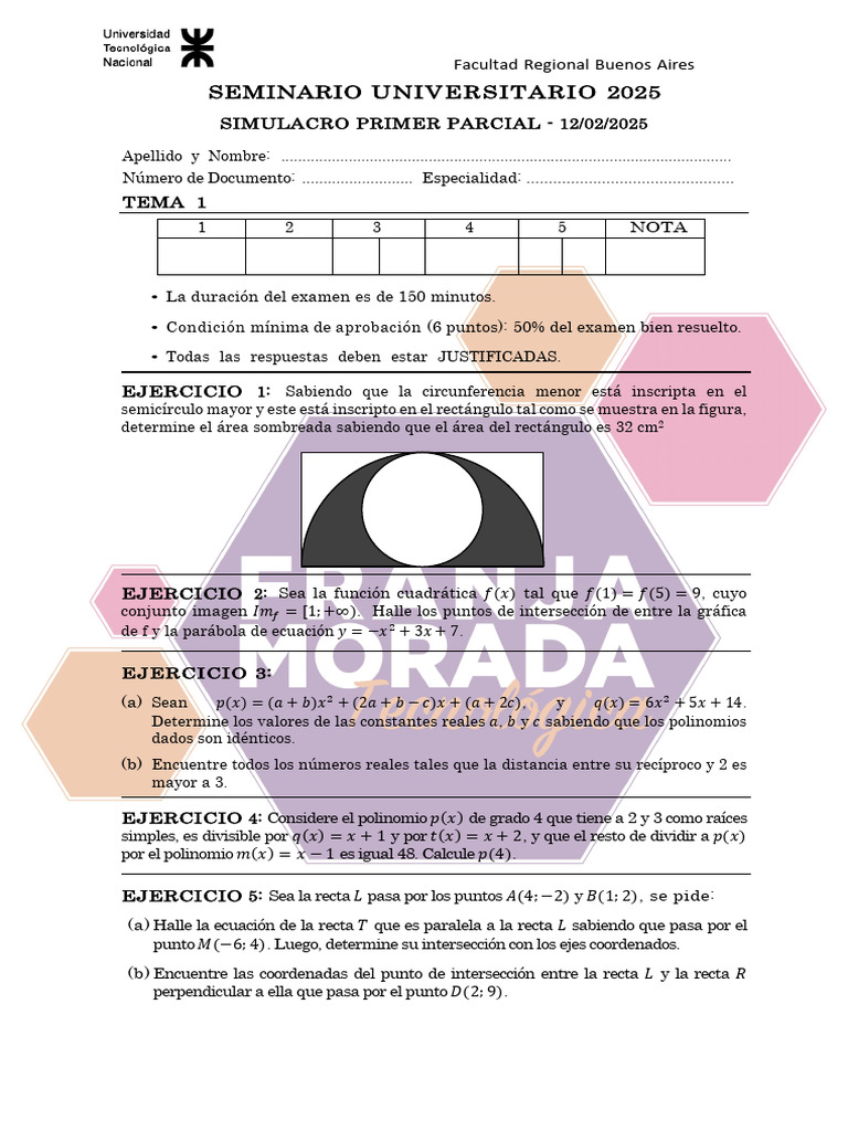 Simulacro Primer Parcial 12.02.2025 TM | PDF