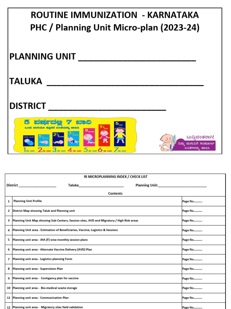 PHC Planning Unit RI Microplanning Forms | PDF | Health Sciences | Pediatrics