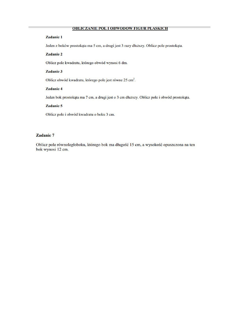 Zadania Egz 8 Klasisty Figury Pola | PDF