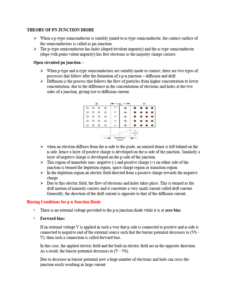 Theory of PN Junction Diode | PDF | P–N Junction | Semiconductors