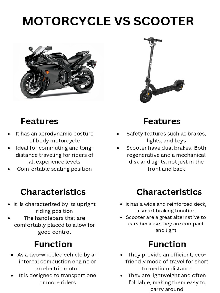 Motorcycle vs Scooter: Key Differences | PDF