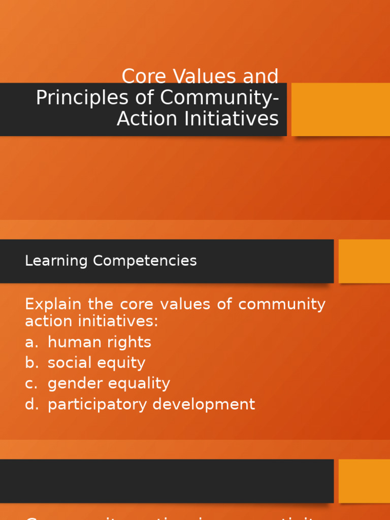 Core Values and Principles of Community-Action Initiatives | PDF | Empowerment | Social Equality