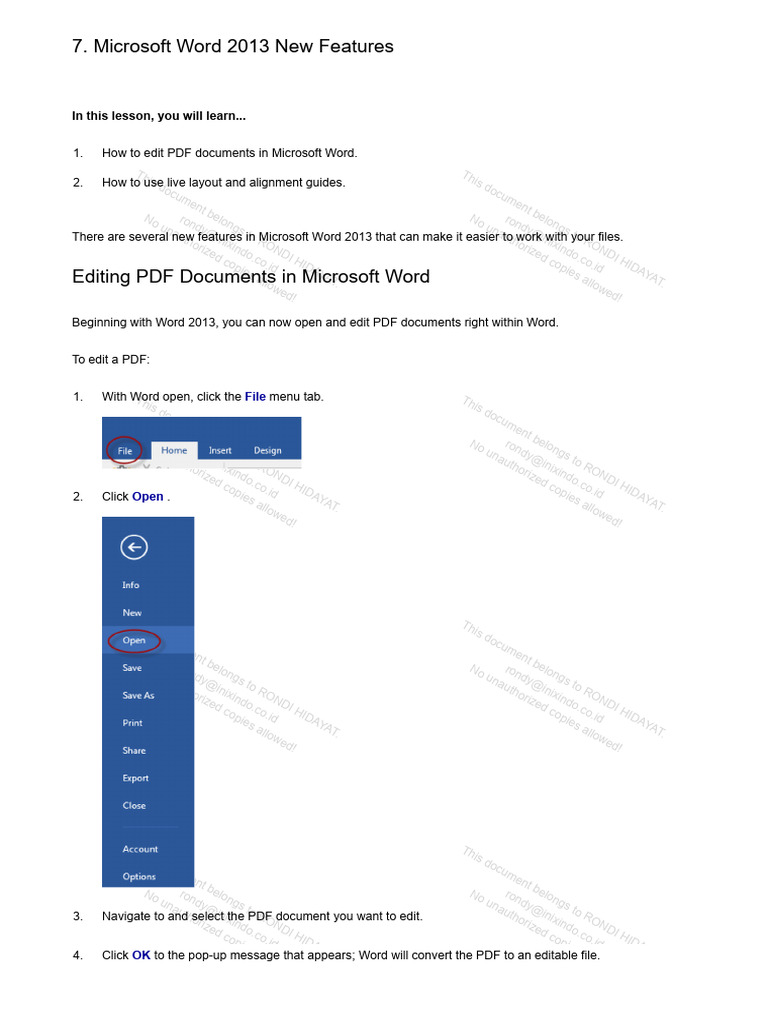 Edit PDFs and Layout in Word 2013 | PDF | Computing | Software