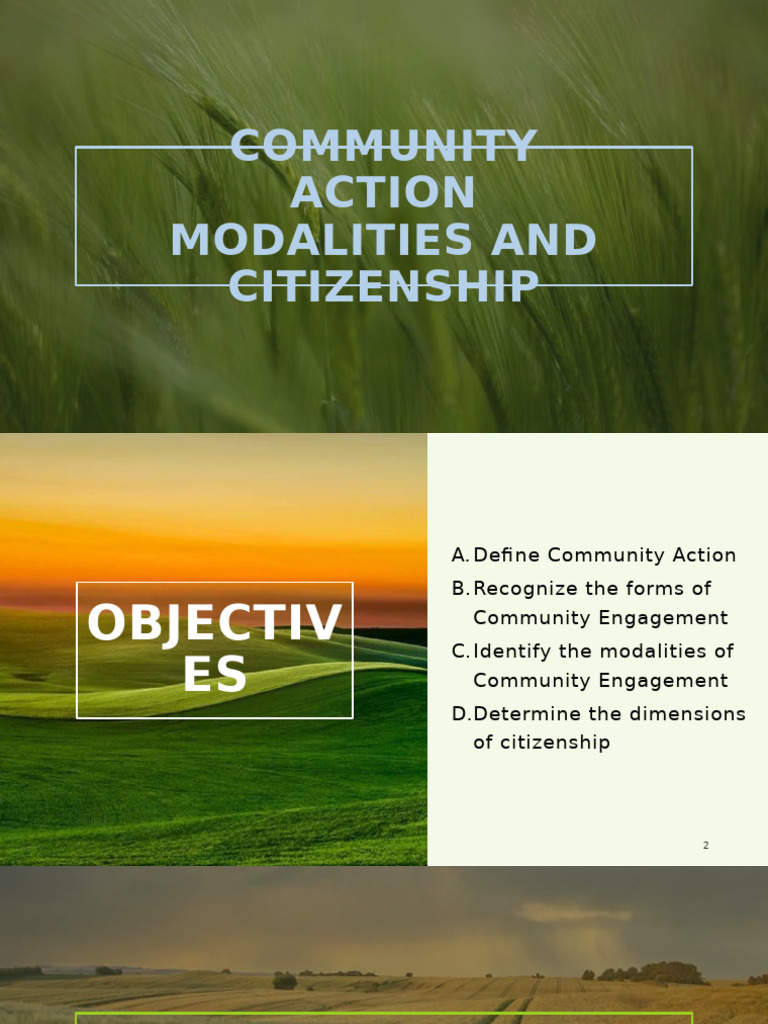 COMMUNITY ACTION MODALITIES and CITIZENSHIP | PDF | Citizenship | Community