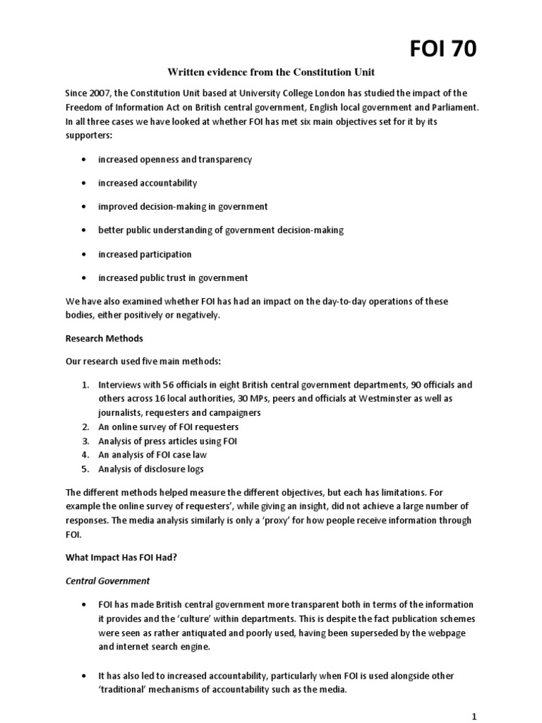 Written Evidence From The Constitution Unit | PDF | Parliament Of The ...