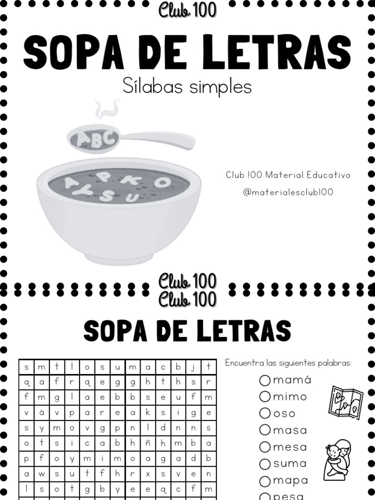 Sopa de letras con sílabas simples | PDF