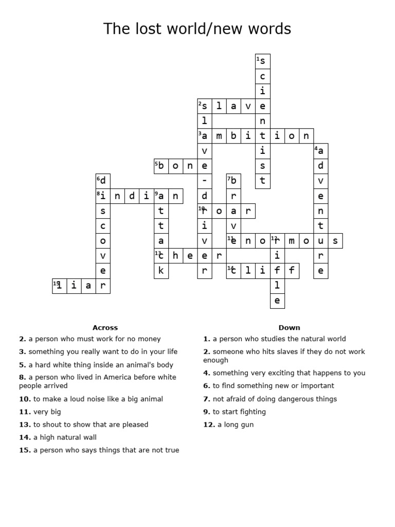 Crossword Puzzle: New Words & Definitions | PDF