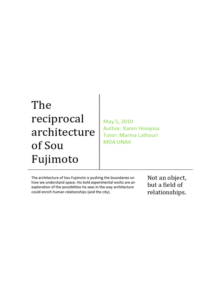 The Reciprocal Architecture of Sou Fujim | PDF | Space