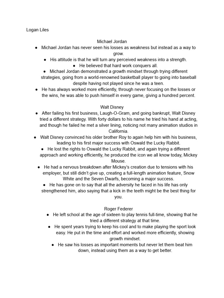 Growth Mindset in Sports Icons | PDF | Walt Disney | The Walt Disney ...
