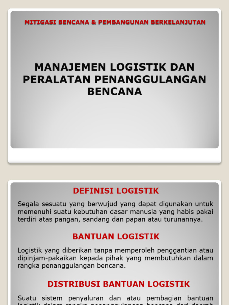 03.manajemen Logistik & Peralatan Penanggulanan Bencana by SOF-2 | PDF