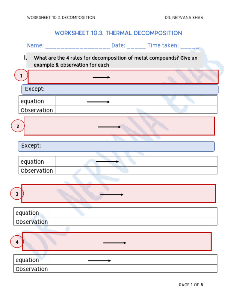 QUIZ - QUESTION - 10.3. Worksheet Questions PDF - Thermal Decomposition | PDF | Carbonate ...