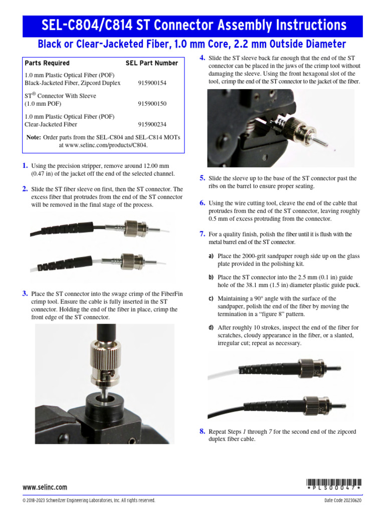 Sel-C804 ST Connector Assembly | PDF | Optical Fiber | Electrical Connector