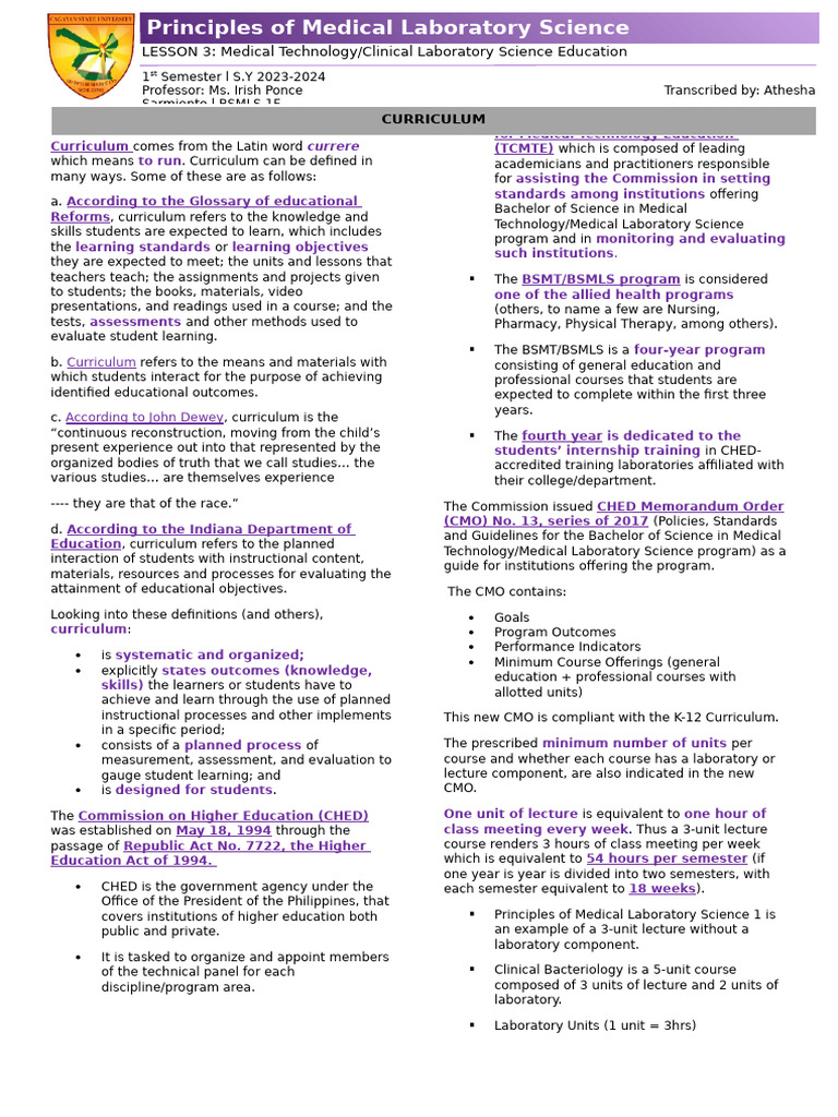 LESSON 3 - Clinical Laboratory Science Education | PDF | Educational ...