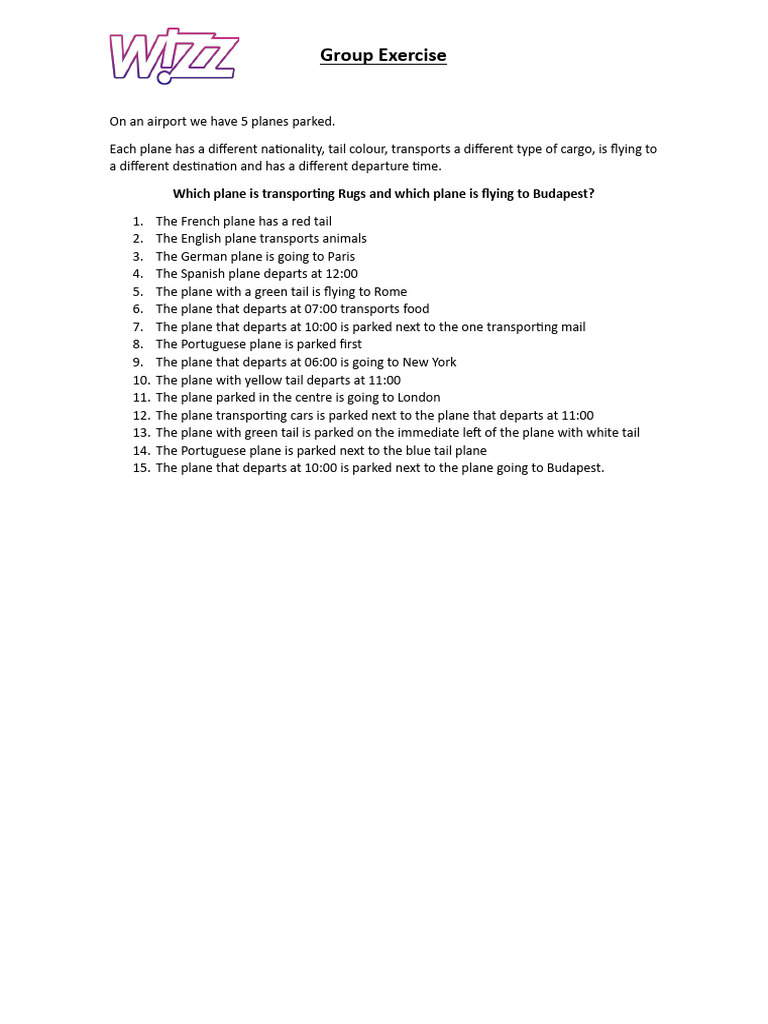 Wizz Air Group Exercise | PDF