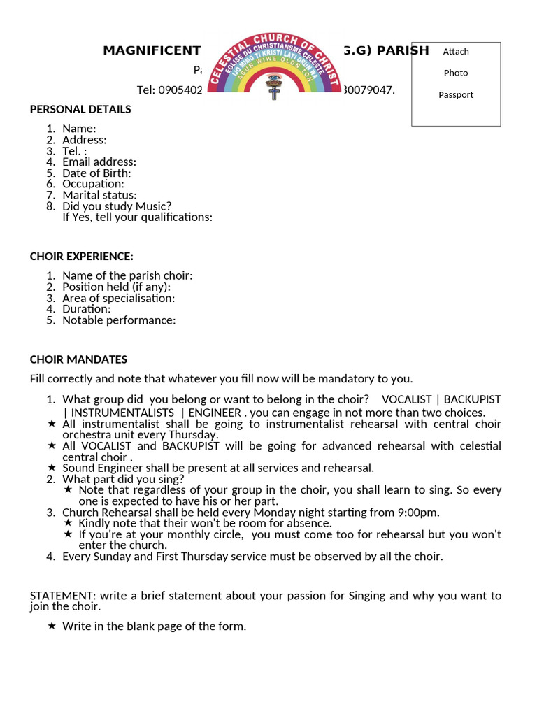 MGG CHOIR FORM | PDF