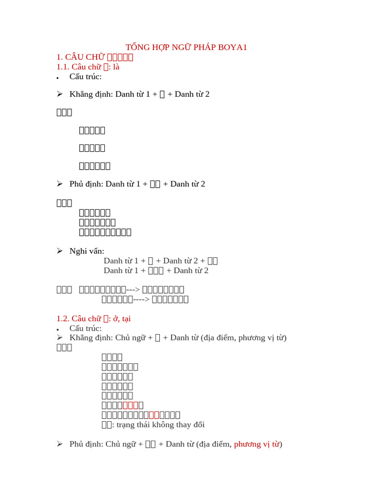 TỔNG HỢP NGỮ PHÁP BOYA1 (đầy đủ) | PDF