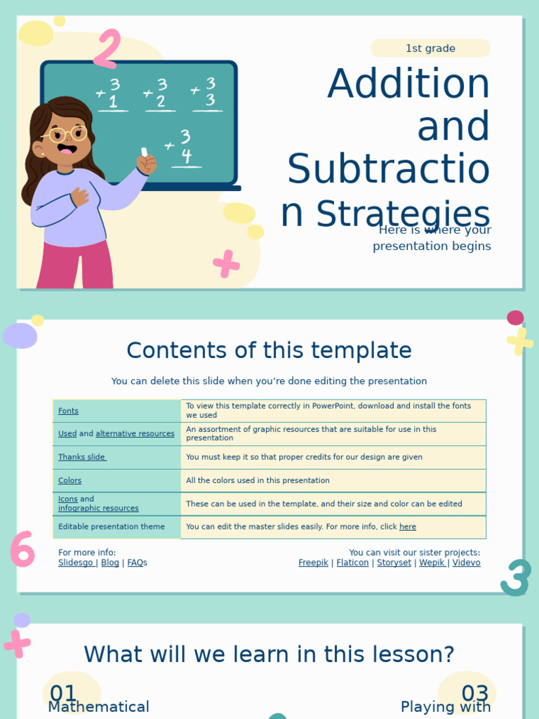 Addition and Subtraction Strategies - 1st grade by Slidesgo | PDF ...