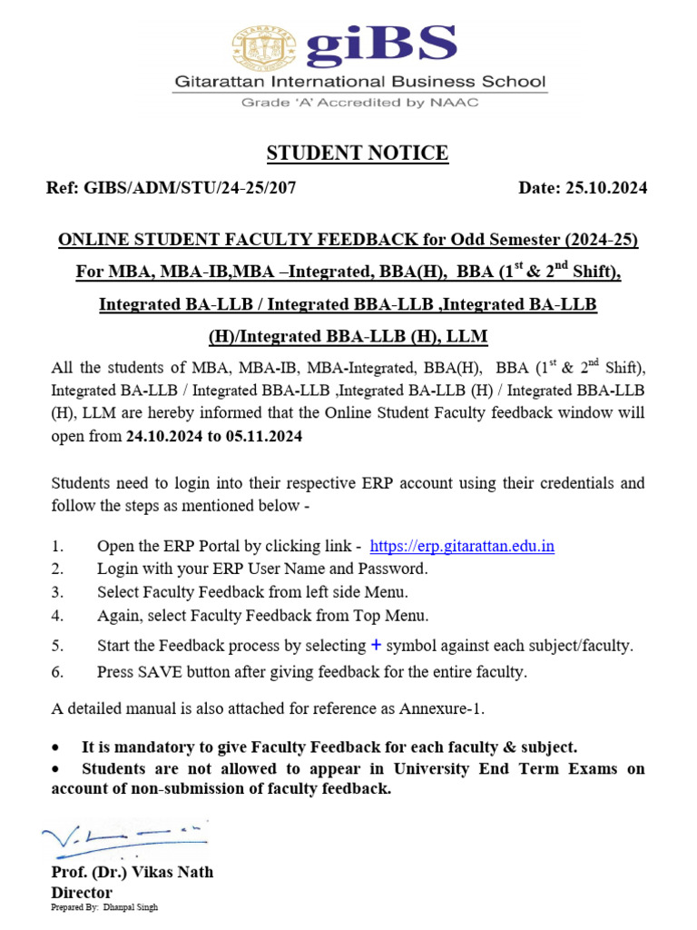 207-Online Feedback Form for (Mba, Mba Ib ,Bba, Llm, Llb & Int.) | PDF