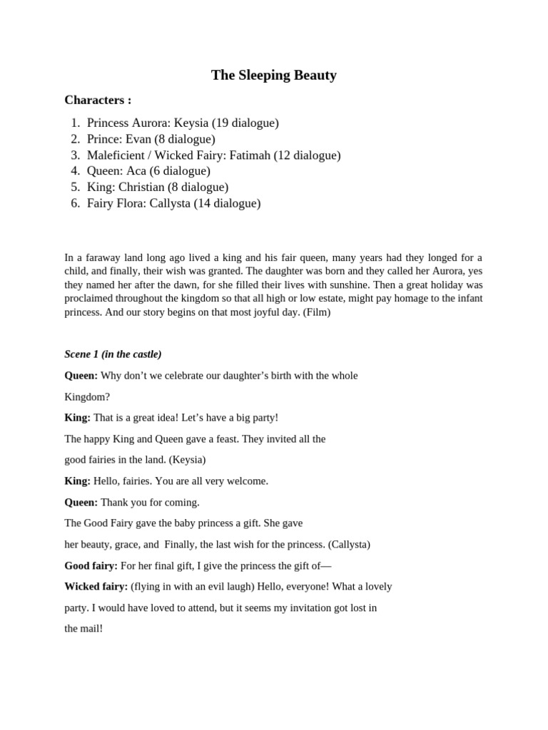 "The Sleeping Beauty: A Fairy Tale Script" | PDF | Sleeping Beauty