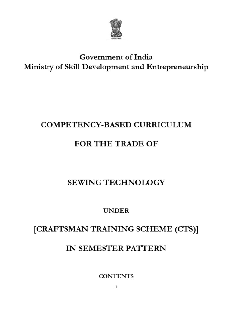 Competency-Based Curriculum for Sewing Technology | PDF | Seam (Sewing ...