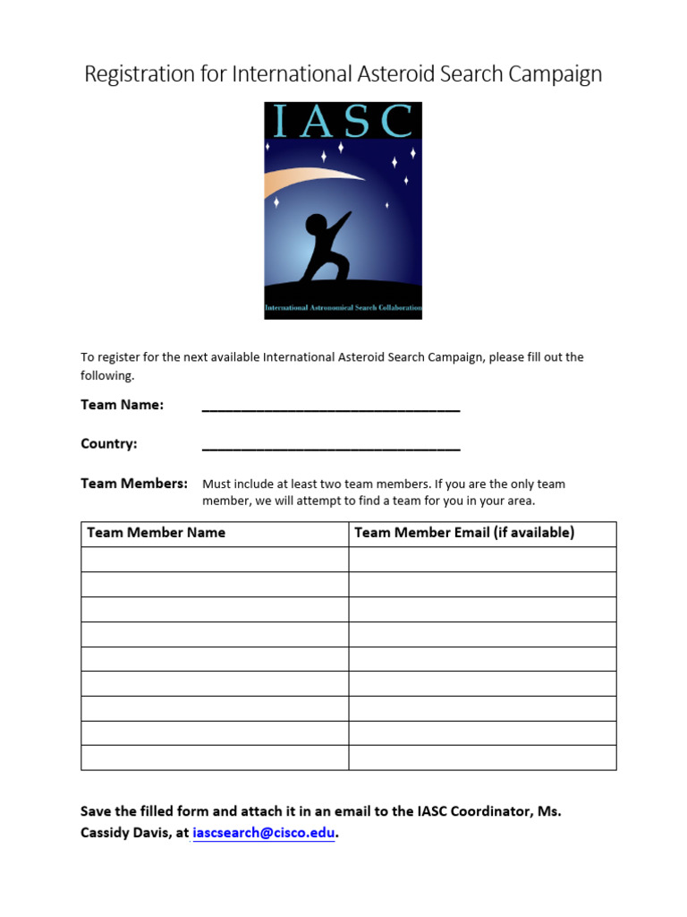 International Asteroid Search Registration | PDF