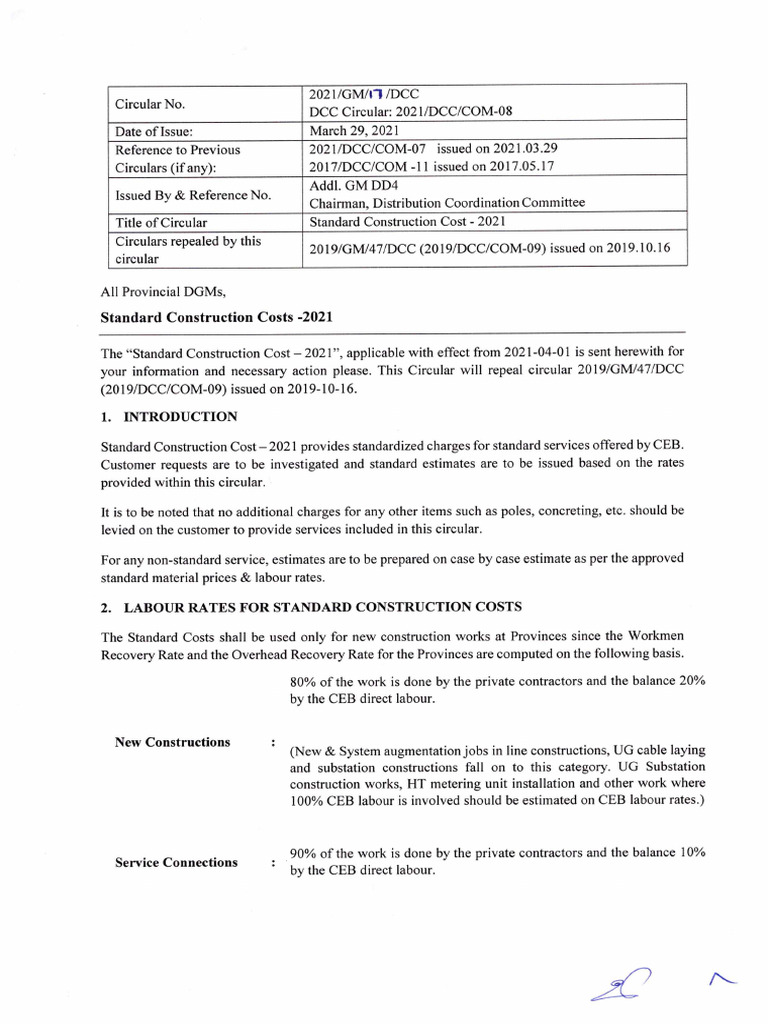 Standard Construction Cost 2021 | PDF