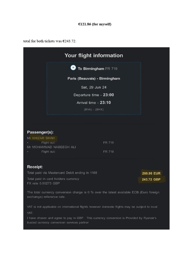 Khizar Shah Receipts | PDF