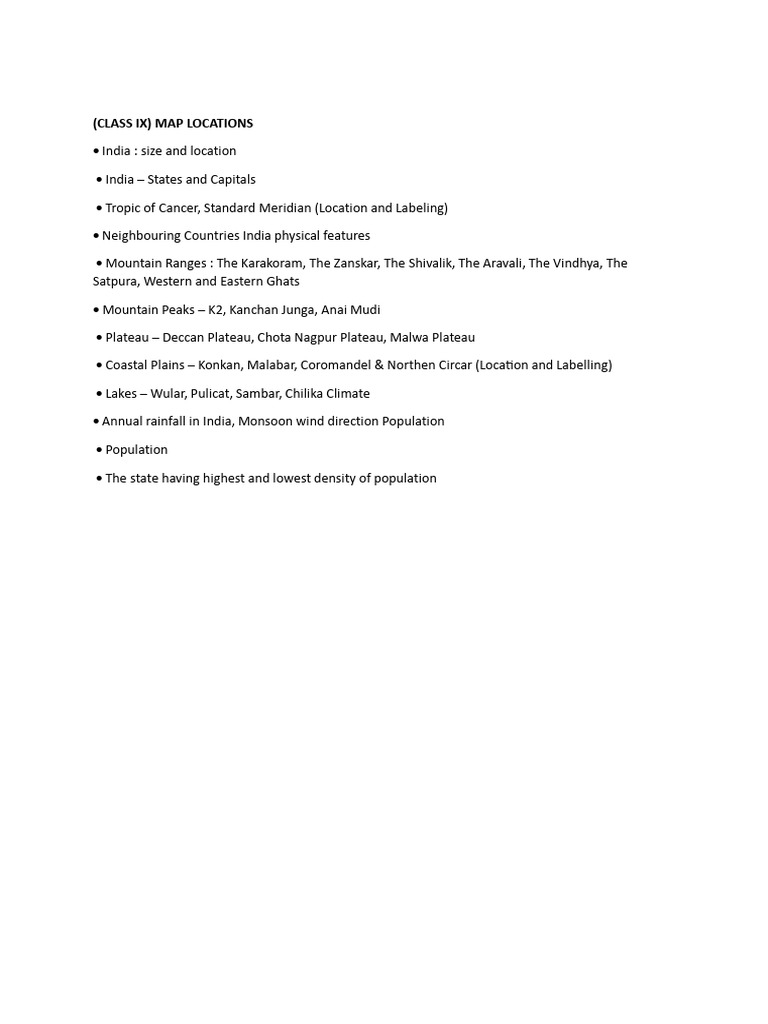 Class Ix Map Locations | PDF