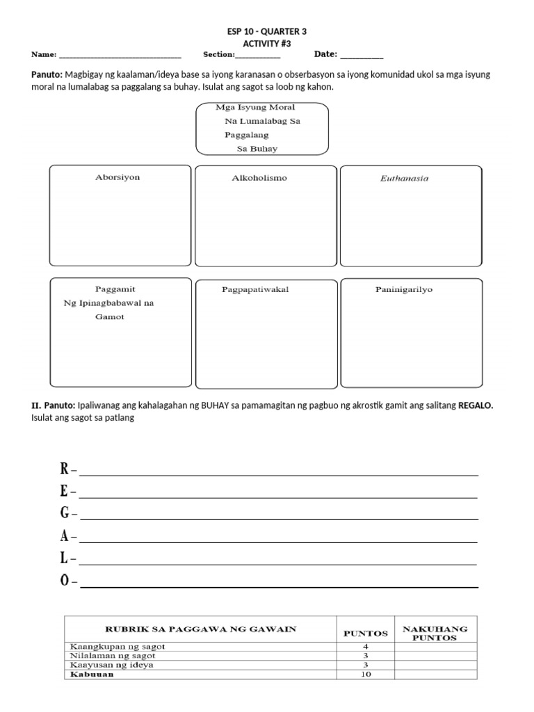 Esp 10 - Q3 - Activity 3 | PDF