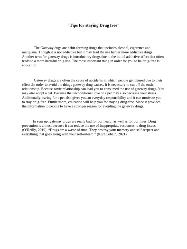 Tips For Staying Drug Free | PDF