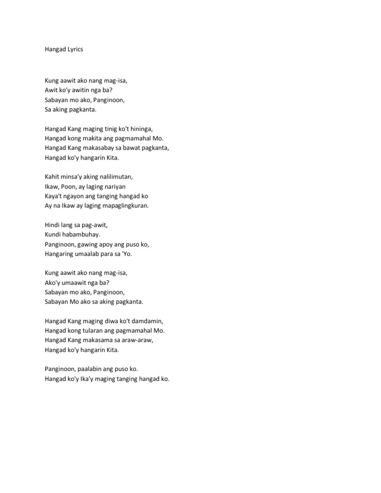 Hangad Lyrics | PDF