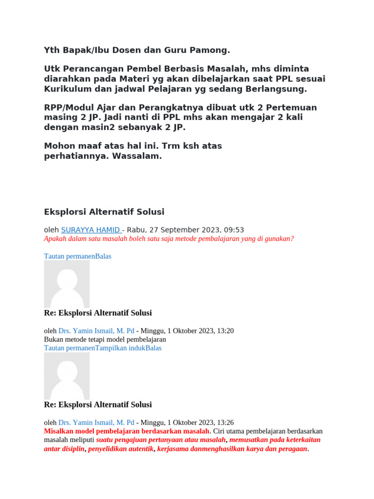 Pembelajaran Berbasis Masalah | PDF