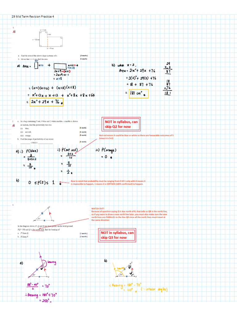 29 Mid Term Revision Practice 4 04022025 | PDF | Triangle | Area