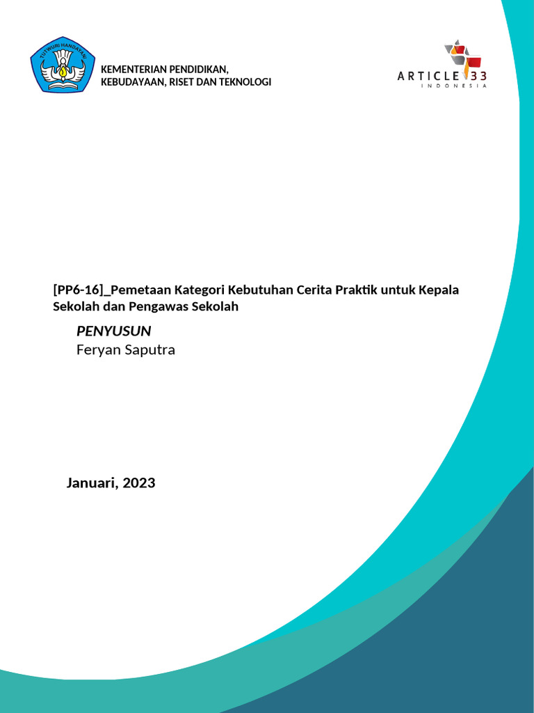 (PP6-16) - Laporan Luaran Dokumen Hasil Pemetaan Kategori Kebutuhan Cerita Praktik Untuk Kepala ...