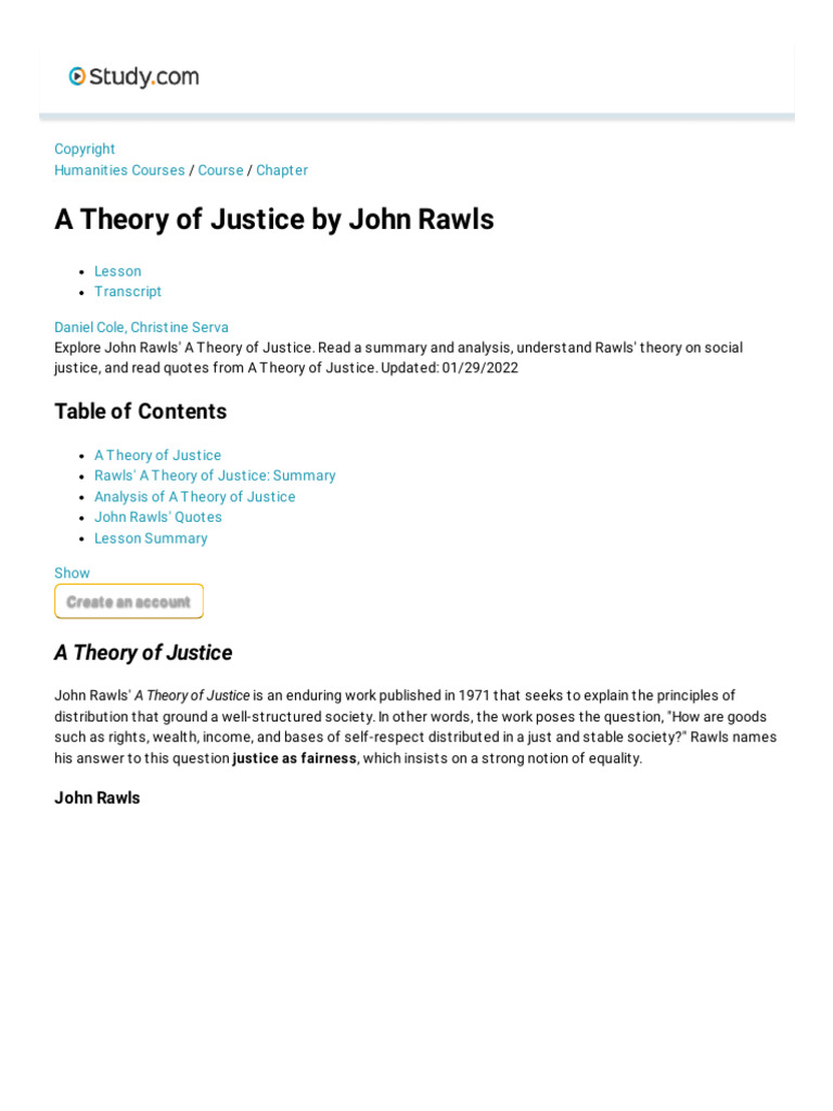 John Rawls Theory of Justice | PDF | John Rawls | Justice