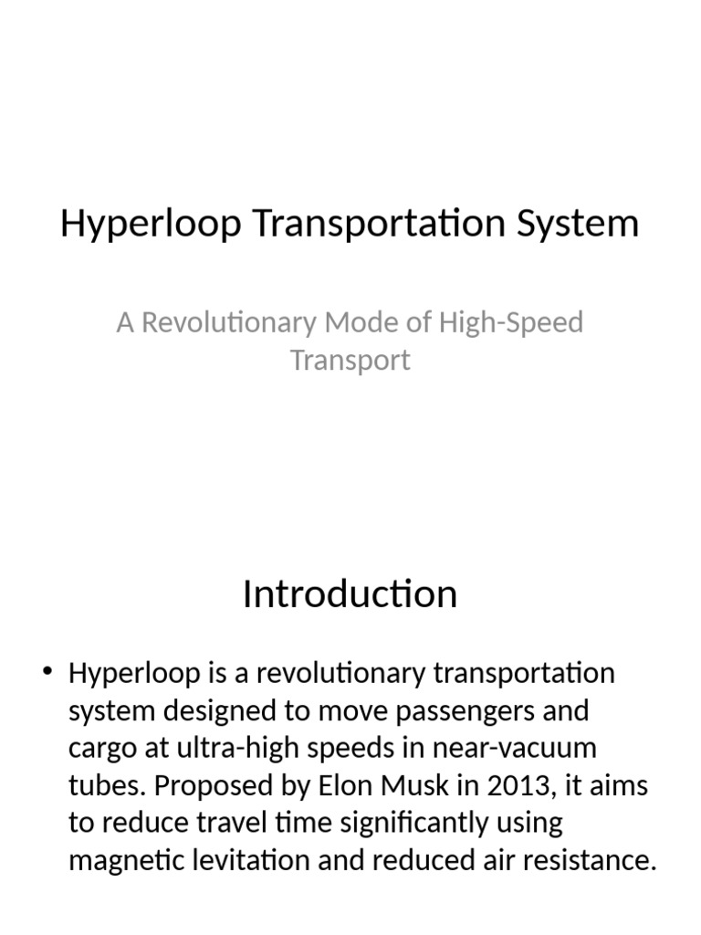 Future of Hyperloop Transportation | PDF