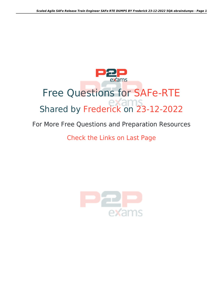 SAFe-RTE Exam Prep Questions | PDF | Agile Software Development