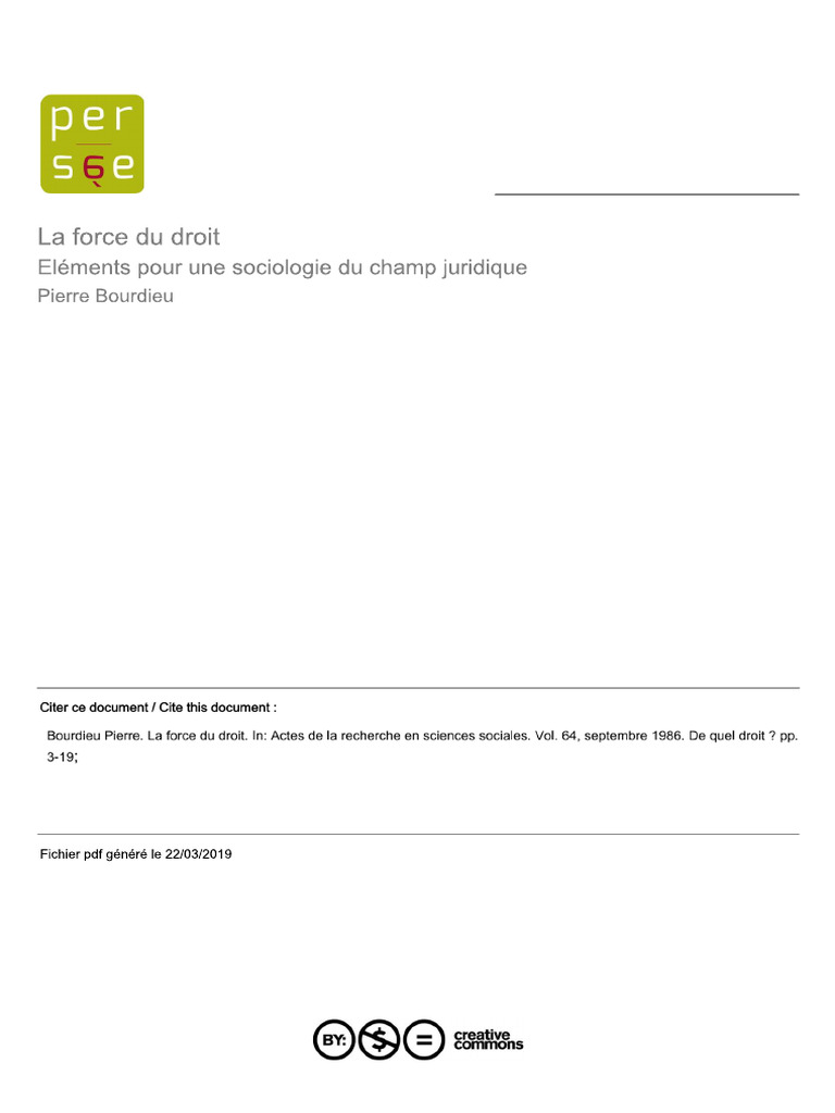 La Force Du Droit, Pierre Bourdieu | PDF