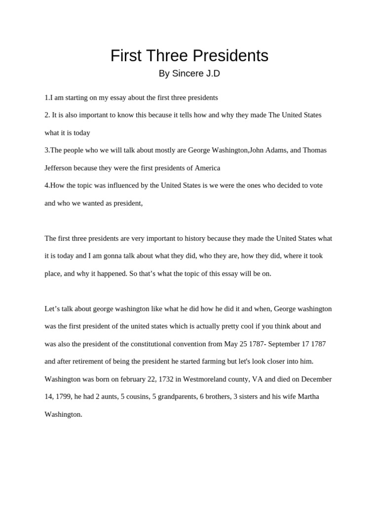 First Three Presidents | PDF | Thomas Jefferson | George Washington